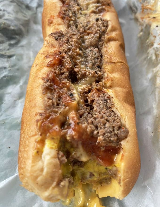 Behold the chili dog in all its messy, glorious, napkin-requiring splendor that demands your full attention.