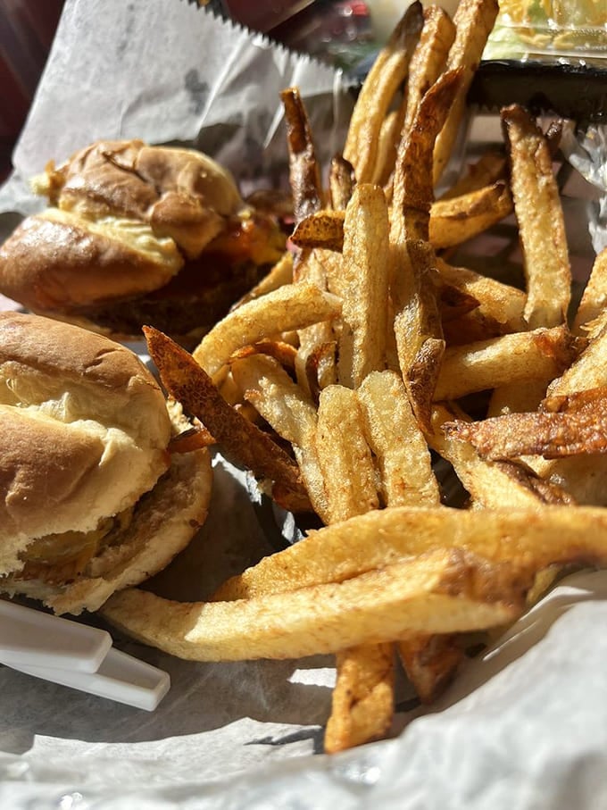 Golden fries and mini cheeseburgers that prove good things really do come in delicious, crispy packages.