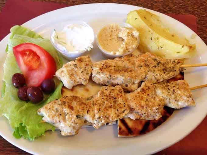 Grilled chicken skewers proving that not everything needs batter to be absolutely delicious at a Southern buffet.
