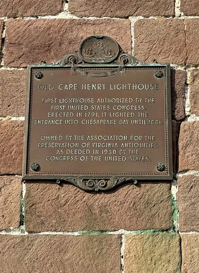 This plaque tells the story of America's first federally funded lighthouse, authorized when the country was practically brand new.