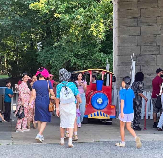 Even the little train knows this place is special enough to warrant a leisurely tour around the grounds.