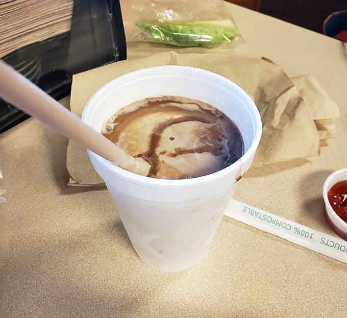 This chocolate shake isn't just a beverage; it's a time machine in a cup, transporting you back to when drinks were made with real ice cream and patience.