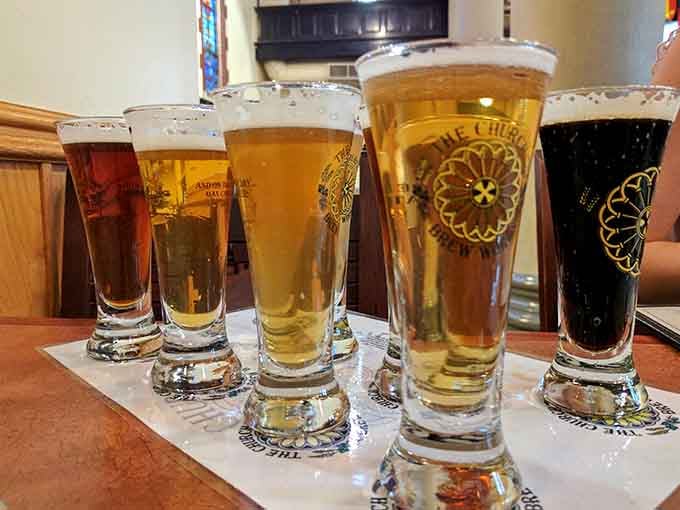 A proper beer flight lets you taste the rainbow, assuming rainbows were made of delicious craft brews instead of light.