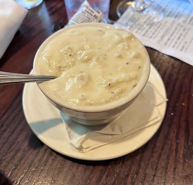 This isn't just clam chowder; it's a creamy historical document in a bowl, with tender clams and potatoes that would make Paul Revere ride through town shouting its praises.