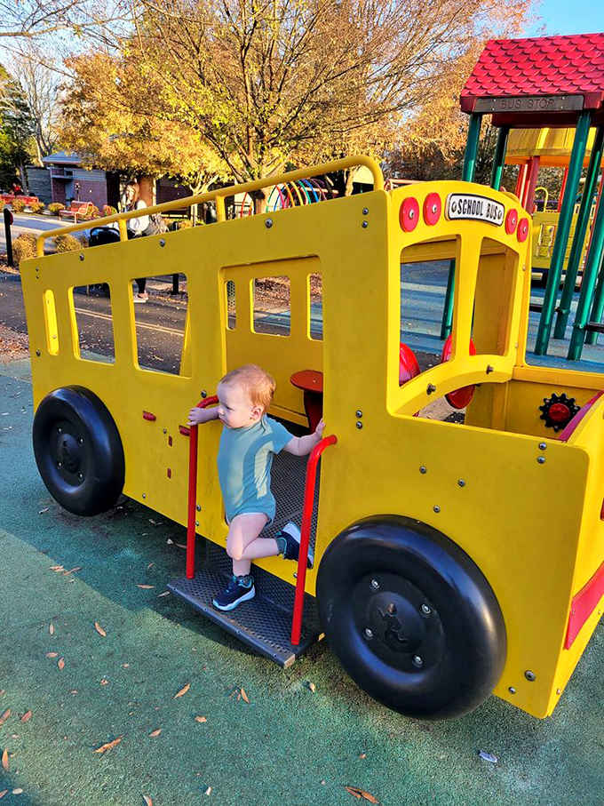 This cheerful yellow school bus goes nowhere, which is exactly why kids never want to leave its imaginative cockpit.