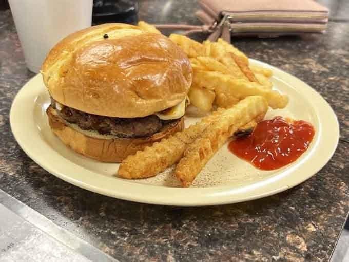 A burger and fries so classic, even your grandparents' first date probably featured this exact meal.