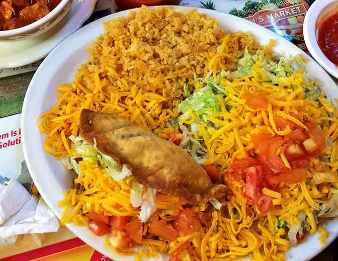 A fiesta on a plate! This combination dinner brings together crispy, cheesy, and savory elements in perfect harmony.