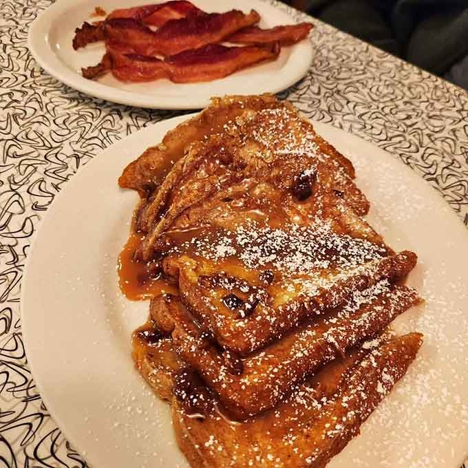 French toast dusted with powdered sugar and served with bacon is the breakfast equivalent of a standing ovation.