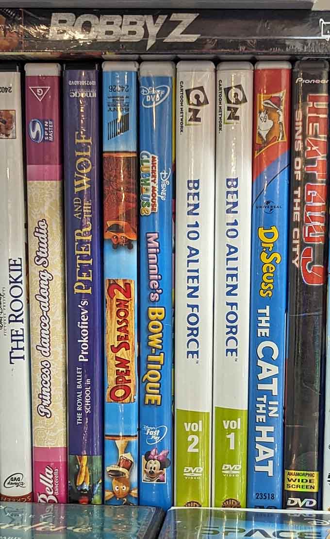 Remember when movies came in plastic cases instead of streaming apps? This nostalgic DVD collection is a shrine to pre-Netflix entertainment.