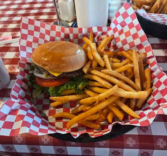 This burger comes with enough fries to share, though let's be honest, you probably won't want to.