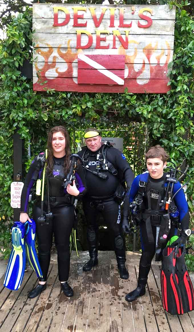 Geared up and ready to explore what dinosaurs might have considered their local swimming hole back in the day.