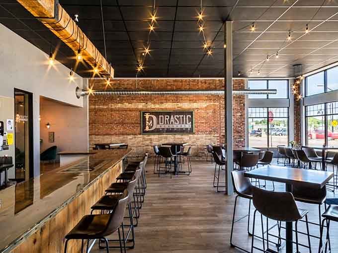 Drastic Measures Brewing combines exposed brick, warm wood, and craft beer in a space that feels like your coolest friend's loft apartment—if that friend also made exceptional IPAs.
