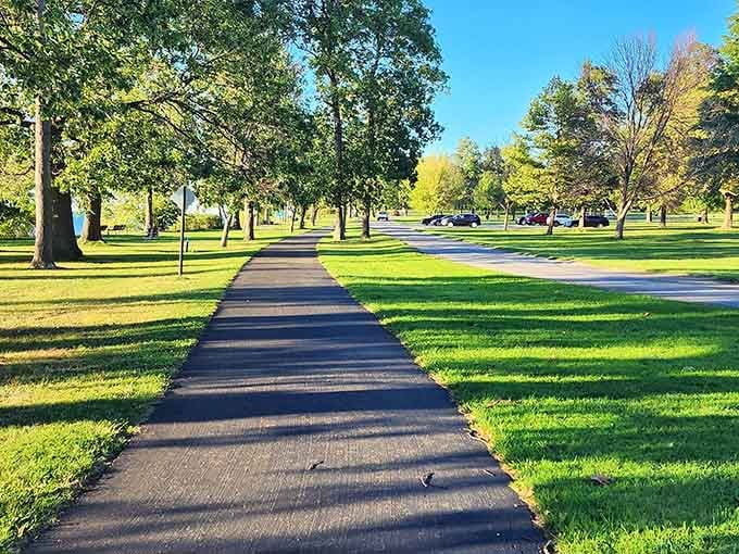 Point Gratiot Park's tree-lined paths offer the kind of peaceful strolls that make you forget about city stress entirely.