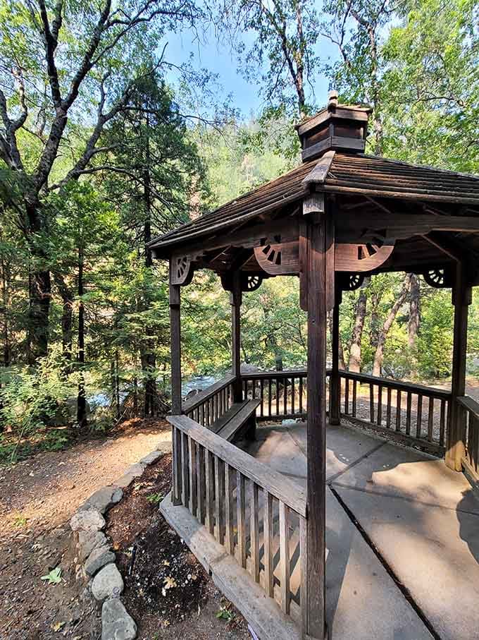 The Botanical Gardens' gazebo invites contemplation by the river, where the only notification you'll receive is the occasional bird call.