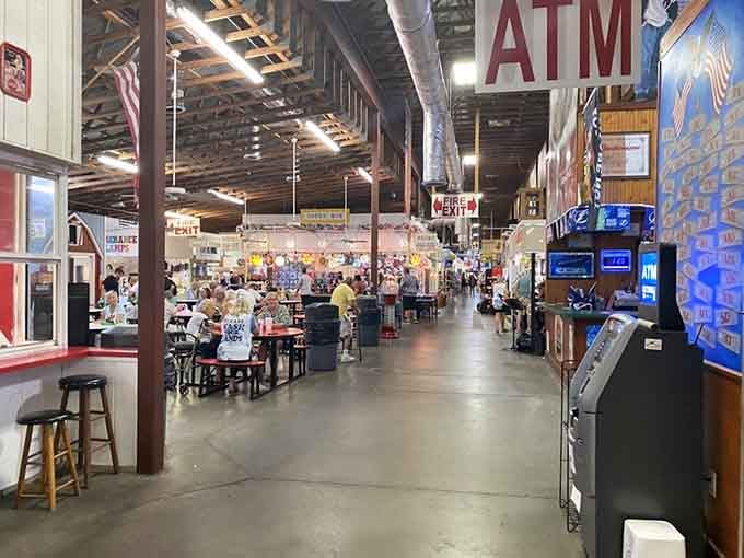 The bustling food court serves as Red Barn's beating heart, where treasure hunters refuel before diving back into the bargain wilderness.