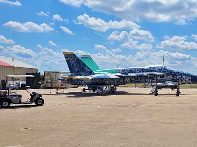 That skeletal fighter frame shows restoration magic in progress, turning forgotten metal into living history once again.