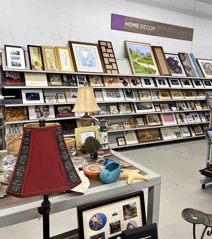 Picture frames and home accents waiting patiently for someone to give them a second act in life's grand production.