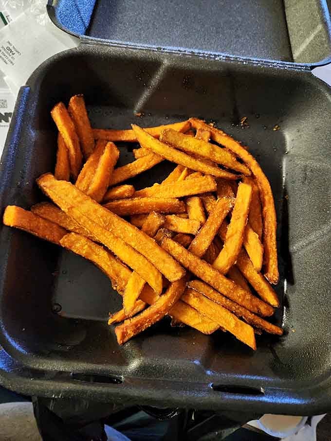 These aren't just sweet potato fries&mdash;they're edible gold bars dusted with cinnamon sugar. The perfect vehicle for that heavenly cinnamon cream sauce.