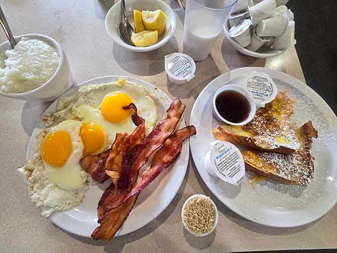 Eggs, bacon, and French toast creating the breakfast power trio that launched a thousand satisfied mornings in Peoria Heights.