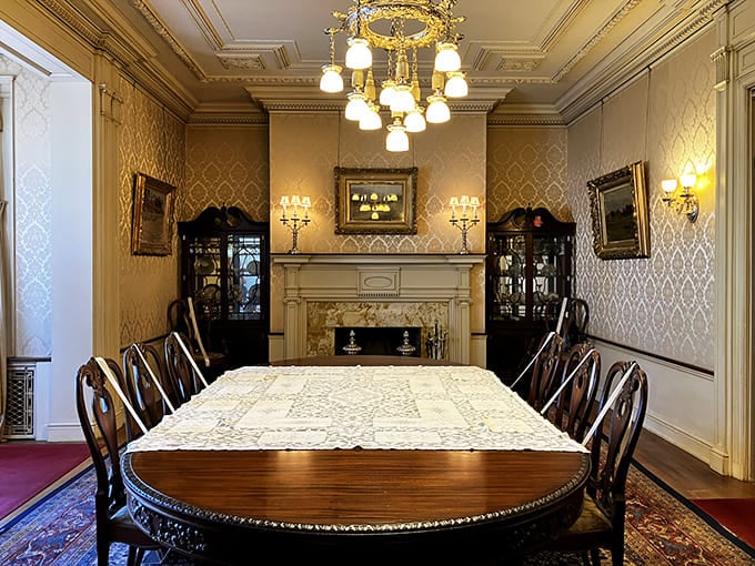 This formal dining room hosted conversations over crystal and china that would make today's dinner table debates seem quaint.