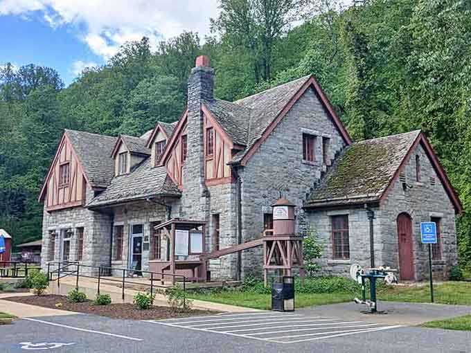 The charming stone visitor center welcomes you with old-world architecture that hints at the timeless wonders waiting below.