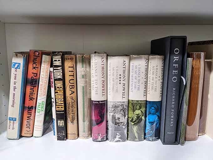 These spines have stories beyond their pages, each one a portal to another world at bargain prices.