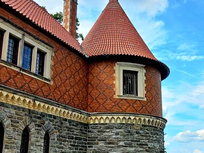 That red tile roof adds unexpected European flair, like finding a French accent in a Pennsylvania conversation.