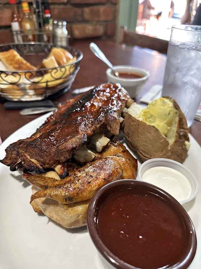 Chicken and baby-back ribs arrive ready to make you forget every chain restaurant you've ever visited willingly.