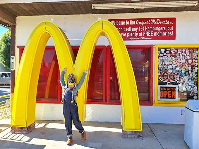 Stand beneath these iconic arches and feel the weight of culinary history, minus the calories of actual burgers.