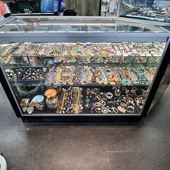 A jewelry case packed tighter than your junk drawer, except everything here actually has a purpose and a price tag.