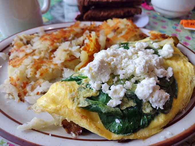That Mediterranean omelet with spinach and feta proves country kitchens can do sophisticated without getting all fancy about it.