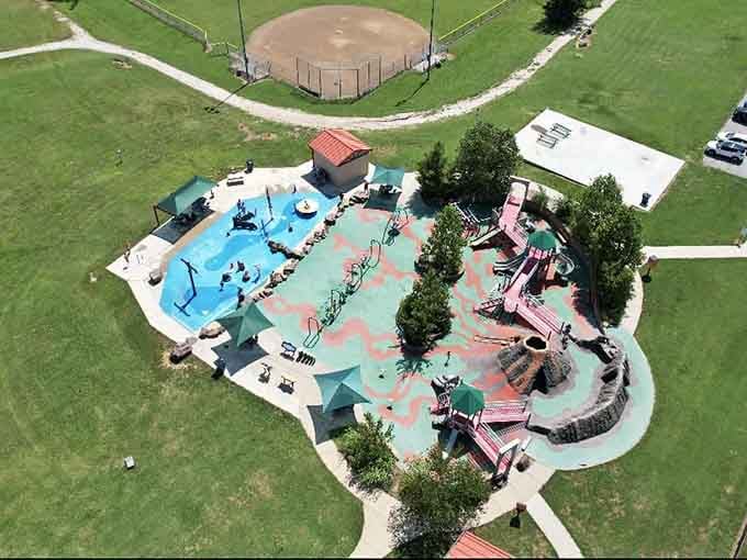 From above, Kade's Playground looks like someone designed the ultimate backyard and then shared it with everyone.