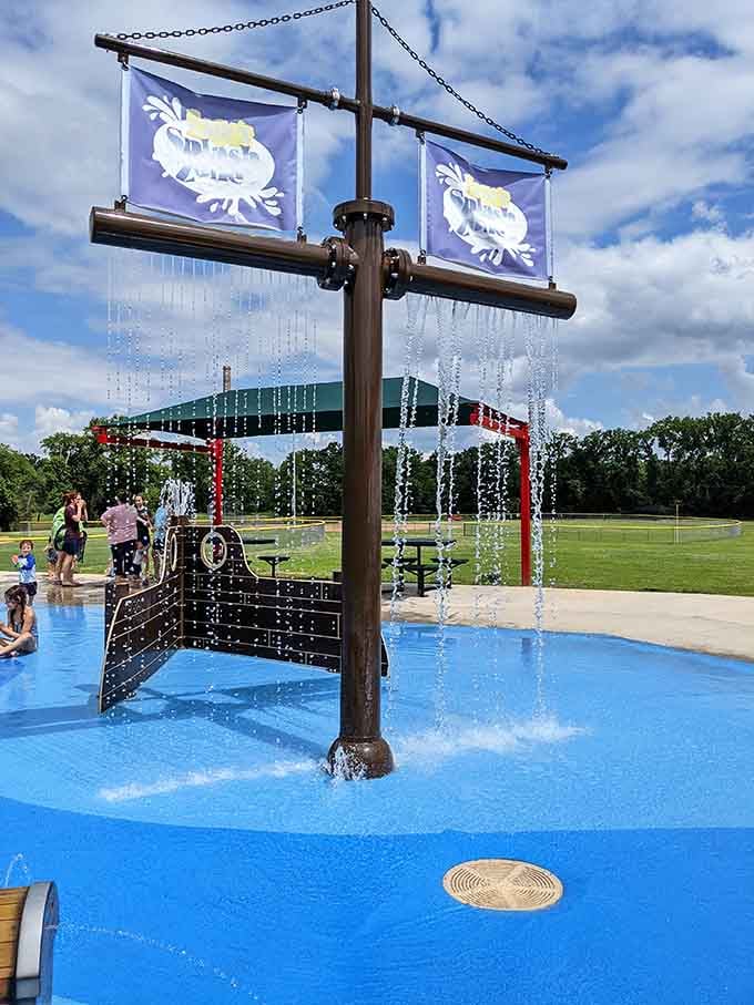 Water features with cascading chains that'll have kids squealing louder than your teakettle on Sunday morning.
