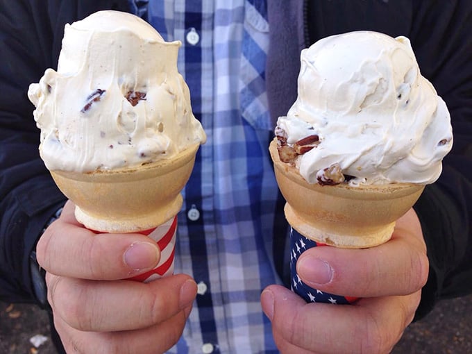 Two butter pecan cones standing side by side, proving that some decisions in life are better made together than alone.
