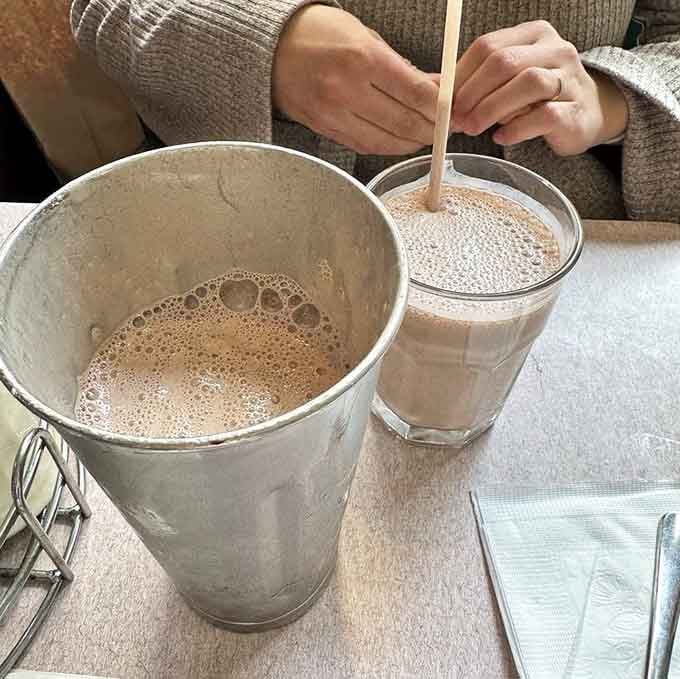 That extra metal cup of milkshake sitting beside your glass is basically the restaurant saying "we like you."