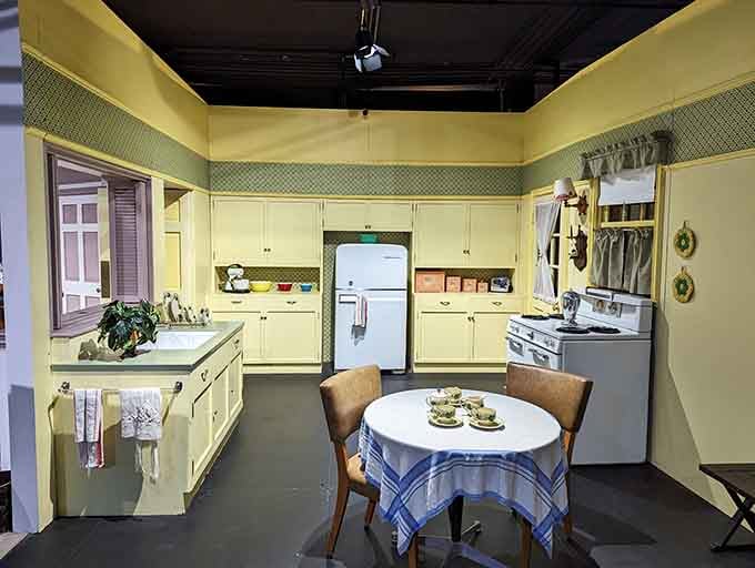 Step into television history with this meticulously recreated "I Love Lucy" kitchen set at the Lucille Ball Desi Arnaz Museum, where sitcom magic was made.