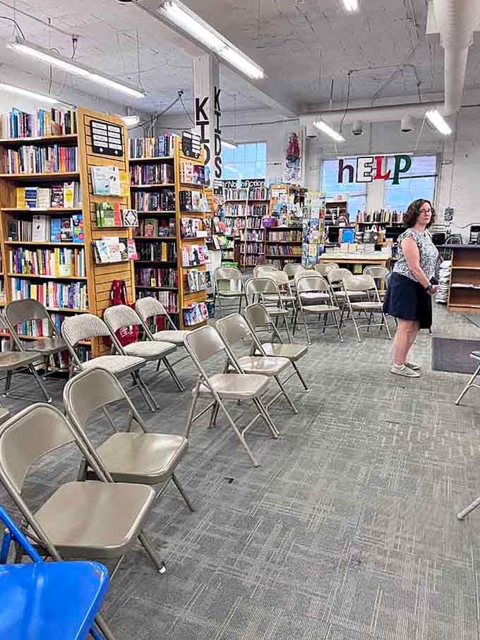 Folding chairs await the next author reading, where literary magic happens and book nerds find their tribe.