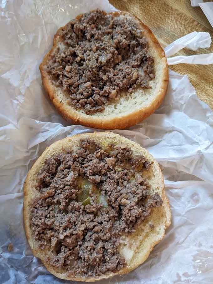 Behold the loose meat sandwich in all its gloriously messy splendor, looking exactly like it did decades ago.