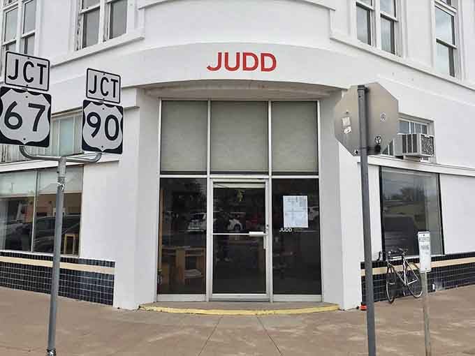 The Judd Foundation sits right downtown, because why shouldn't world-class minimalist art live on a Texas main street?