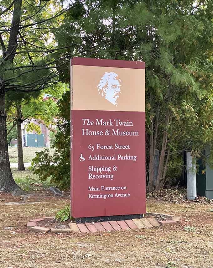 Even the directional signs have personality here, guiding you toward one of America's greatest literary treasures with understated elegance.