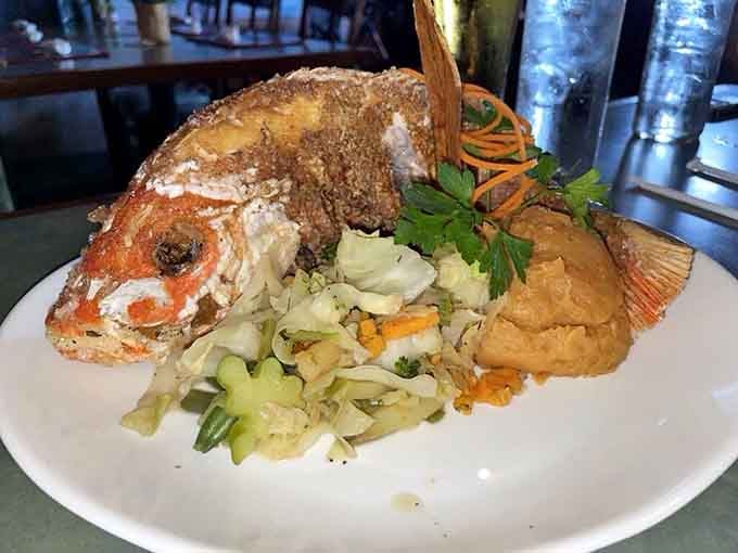 Behold the star of the show: whole red snapper so perfectly prepared, it deserves its own standing ovation.