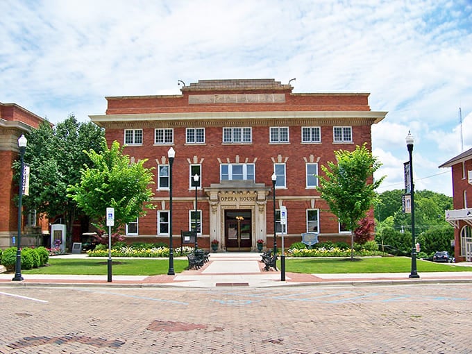 The Opera House stands proud in red brick splendor, like the town's cultural crown jewel. This 1908 beauty still hosts performances that would make its original builders proud.
