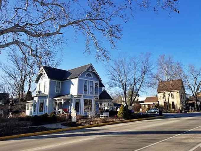 Victorian houses like this one give the town its storybook quality that makes you forget you're in Indiana.