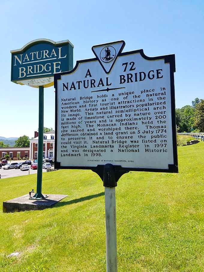 This historical marker tells you everything you need to know, except how it feels standing beneath that bridge.