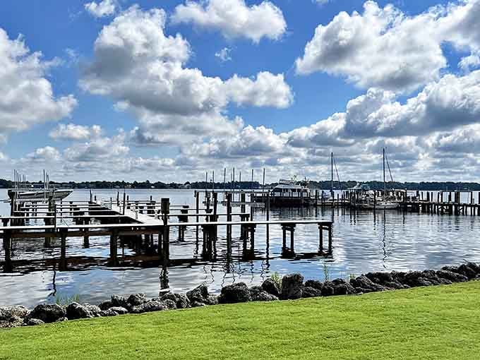 Marina views that make you understand why people willingly deal with boat maintenance and dock fees.
