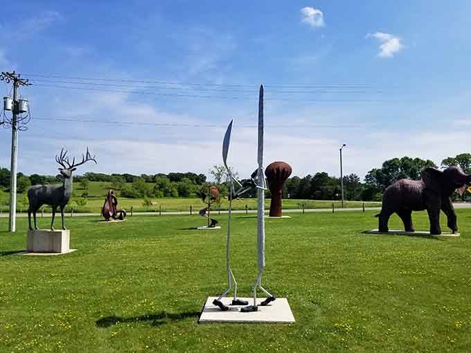From deer to elephants, this metallic menagerie transforms an ordinary park into an extraordinary outdoor gallery experience.