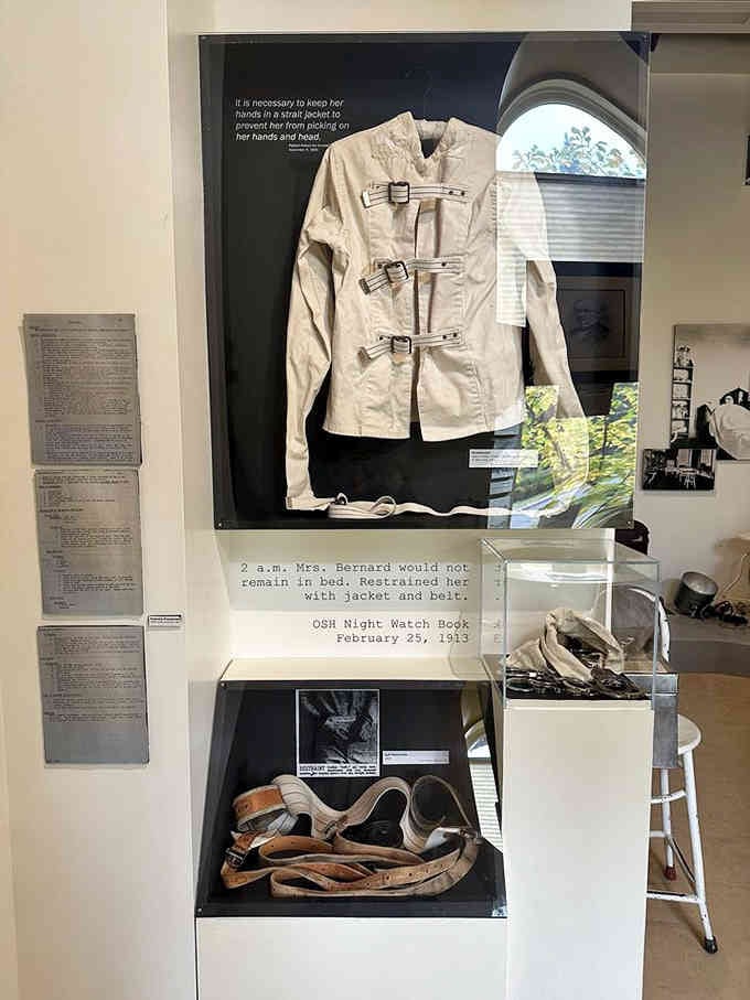 A straitjacket on display reminds us that yesterday's standard medical practice is today's museum exhibit for good reason.