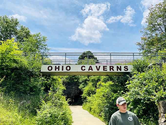 This pedestrian bridge leads you into the earth like something from a storybook, minus the trolls.