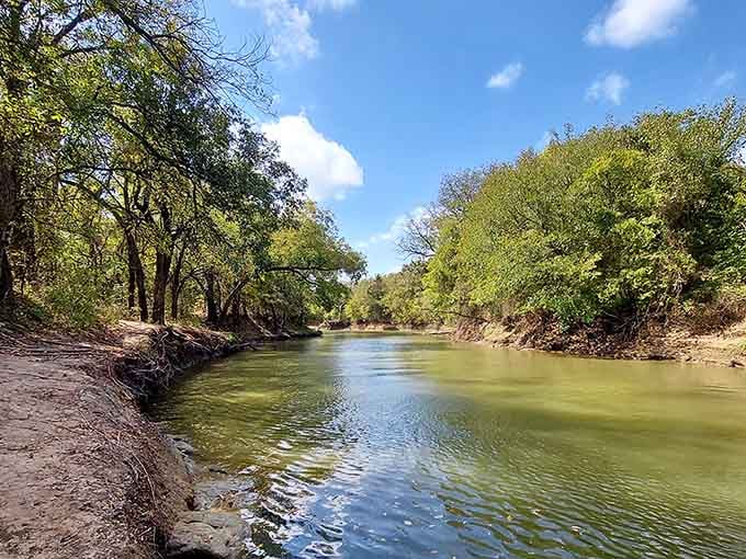 Hickory Creek flows peacefully below, completely unaware of all the legends swirling around the structure above it.