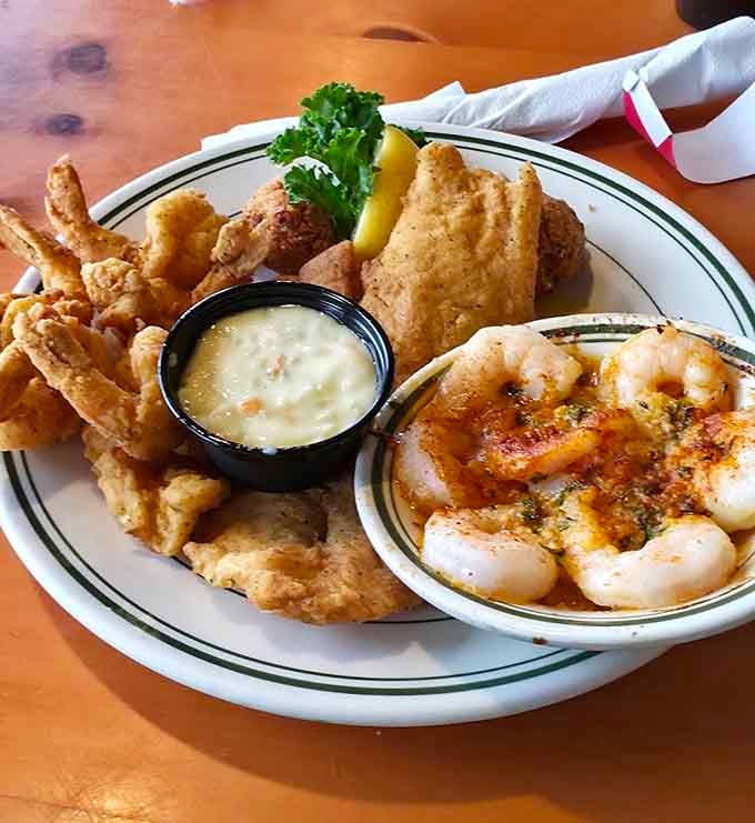 Golden fried perfection meets plump scallops in a combination that'll make you forget every diet you've ever attempted.